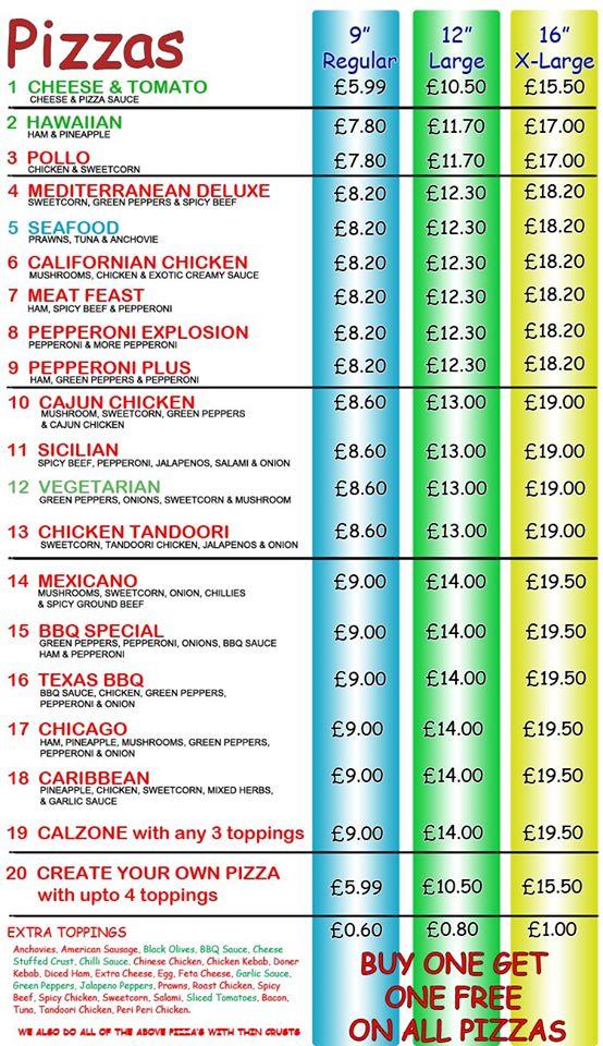 Pasta Pizza in Rugby - Restaurant menu and reviews