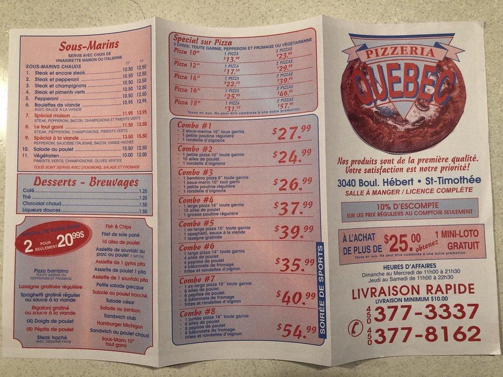 Menu au Québec Pizzeria & Poulet Frit Maniaque, Salaberry-de ...