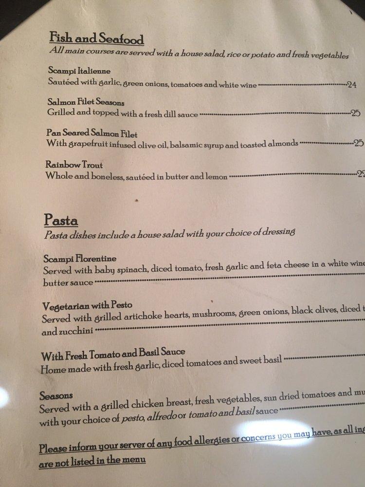 Menu at Seasons Restaurant, Lone Pine