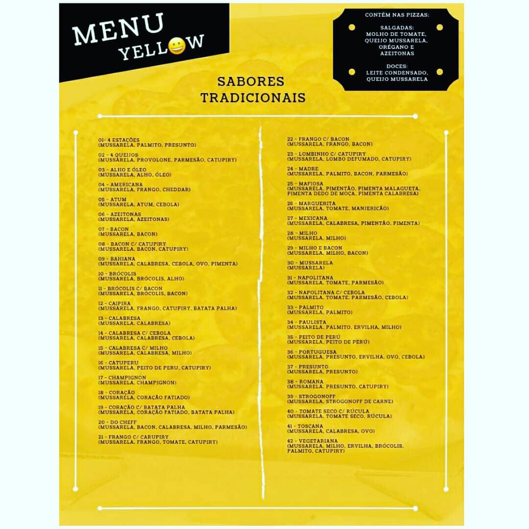 Menu em Yellow Pizza delivery pizzaria, Brasil