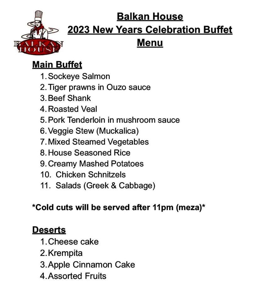 Menu at Balkan House Restaurant, Burnaby