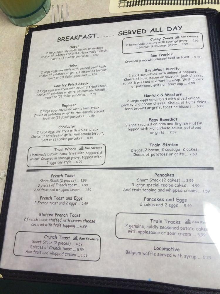 Menu at Breakfast Station restaurant, Spring Hill, Northcliffe Blvd