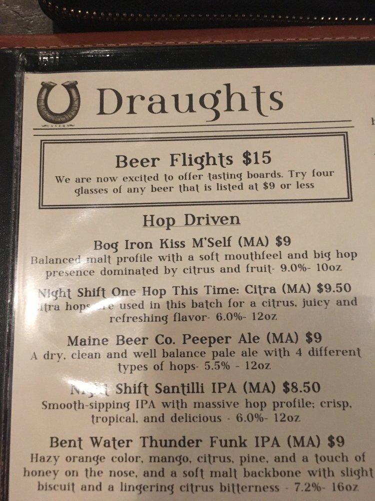 Menu at Five Horses Tavern - South End pub & bar, Boston, 535 Columbus Ave