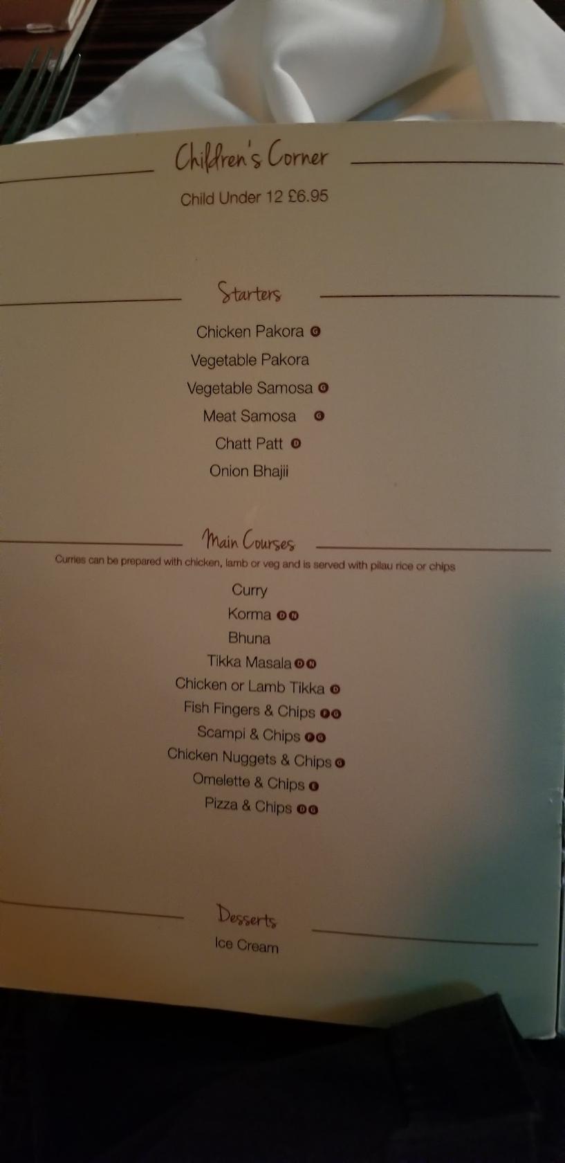 Menu at Ganges Indian Restaurant, Carnoustie