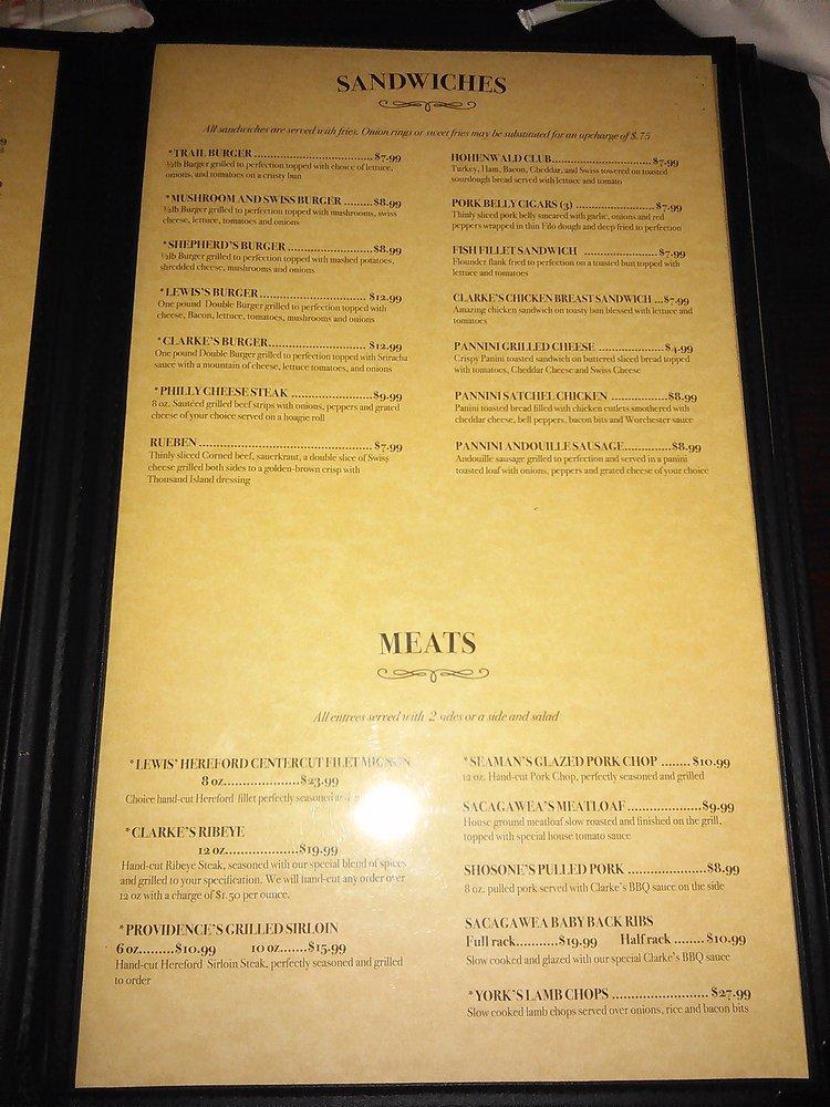 Menu at Lewis and Clarke's Restaurant and Lounge, Hohenwald