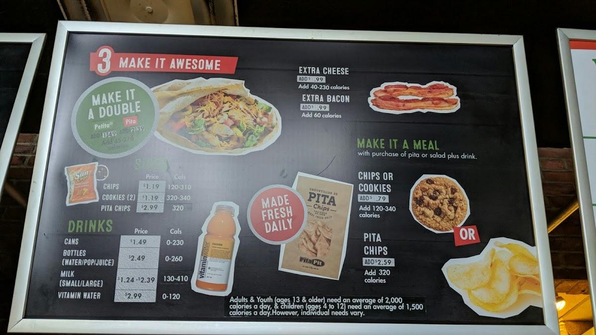 Menu at Pita Pit fast food, Wasaga Beach