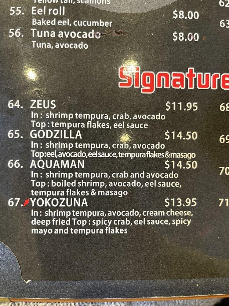 Menu at Poseidon Sushi & Hibachi Portland Texas restaurant, Portland