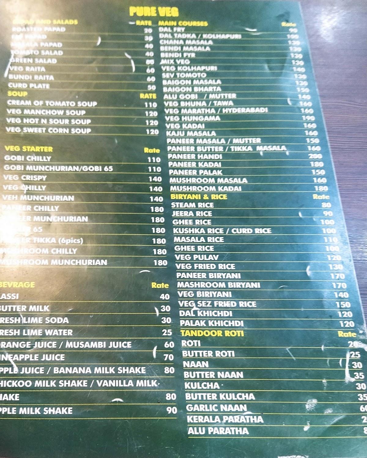 Menu at Ram Dhaba, India, 3G27+FG4