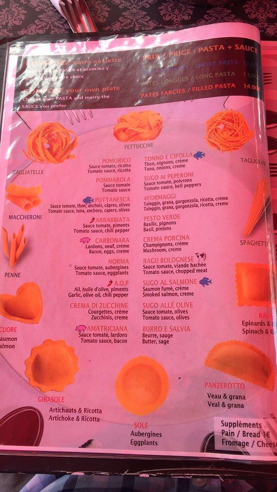 Menu at Pasta Divina, Brussels