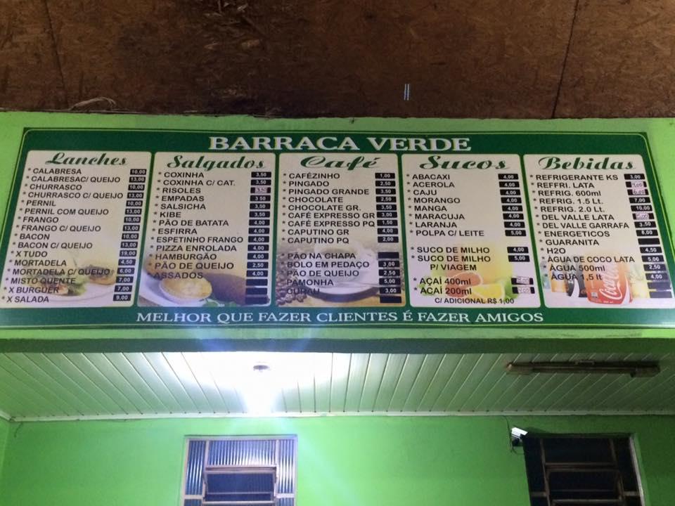 Menu em Barraca Verde Restaurante e Café de manhã, Brasil, Rod. dos Tamoios