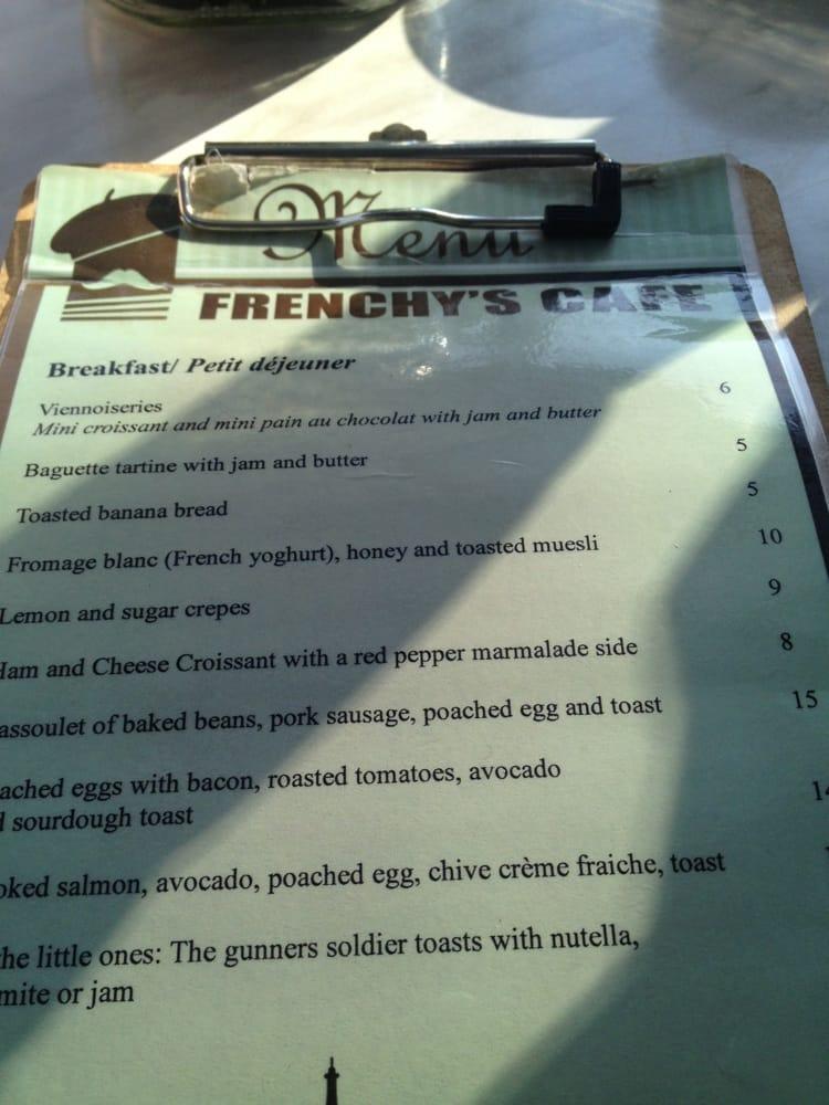 Menu at Frenchy's Cafe, Mosman