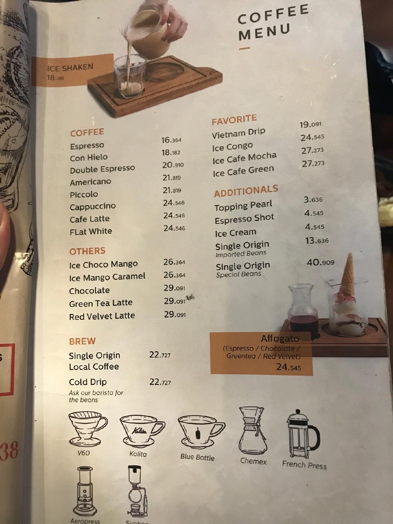 Menu at LOT 28 Coffee n Bar, Semarang