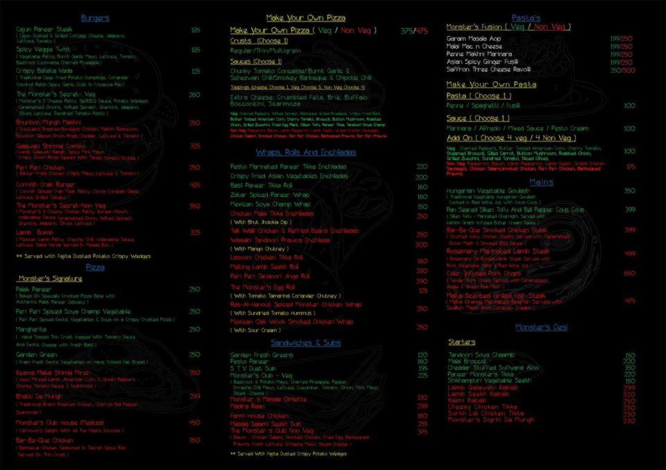 Menu at Monster's Cafe, Gurugram, Sector 28 Gurgaon