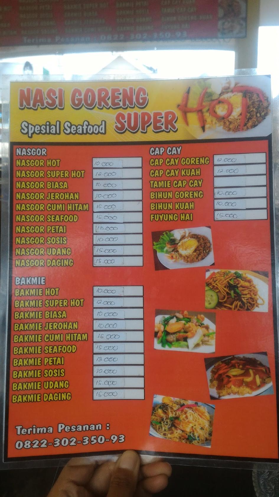 Menu at Nasi Goreng Super Hot restaurant, Malang