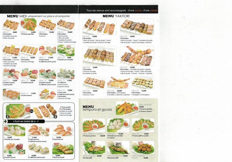 Menu at New Tokyo Restaurant, Tremblay-en-France