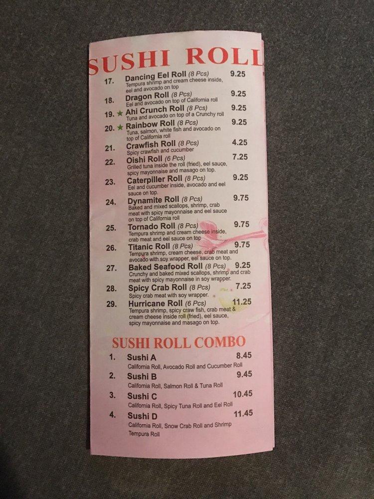 Menu at Oishi Japanese Express restaurant, Carthage