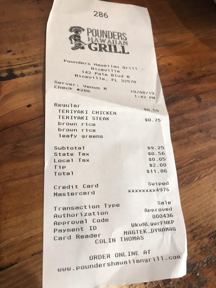 Menu at Pounders Hawaiian Grill - Niceville restaurant, Niceville