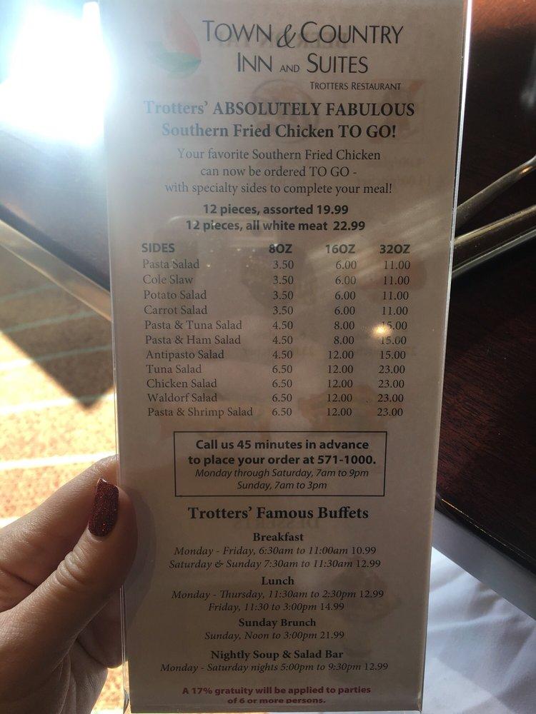 Menu at Trotters Restaurant, Charleston