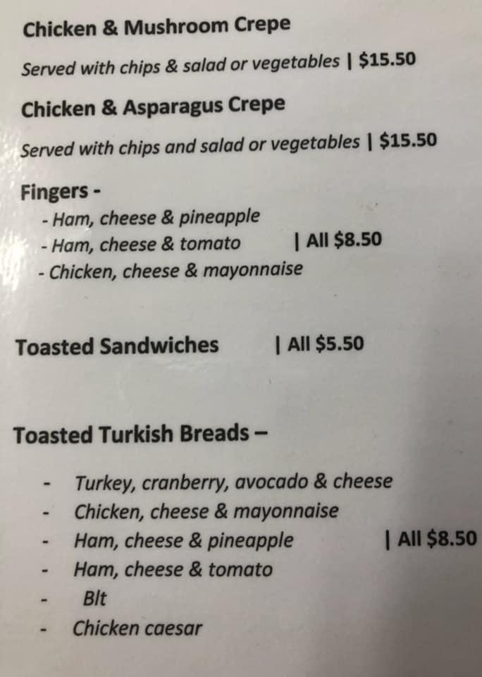 Menu at Sticky Beaks Pizza restaurant, Longford