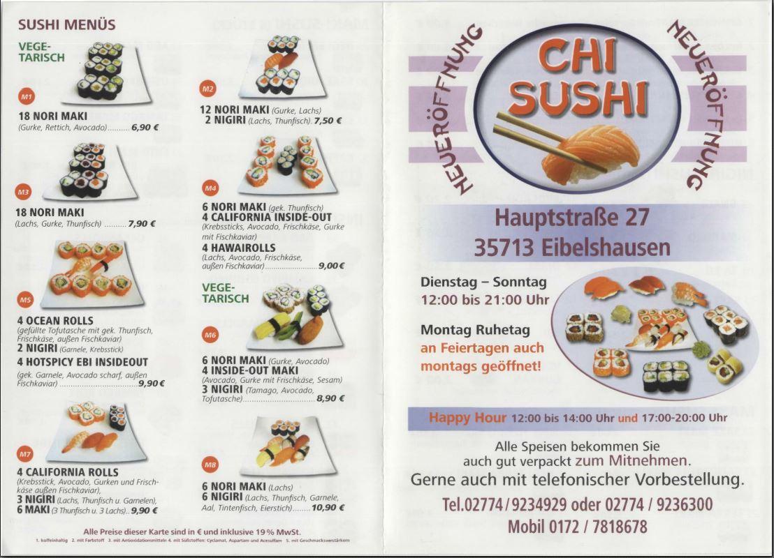Speisekarte von Chi Sushi restaurant, Eschenburg
