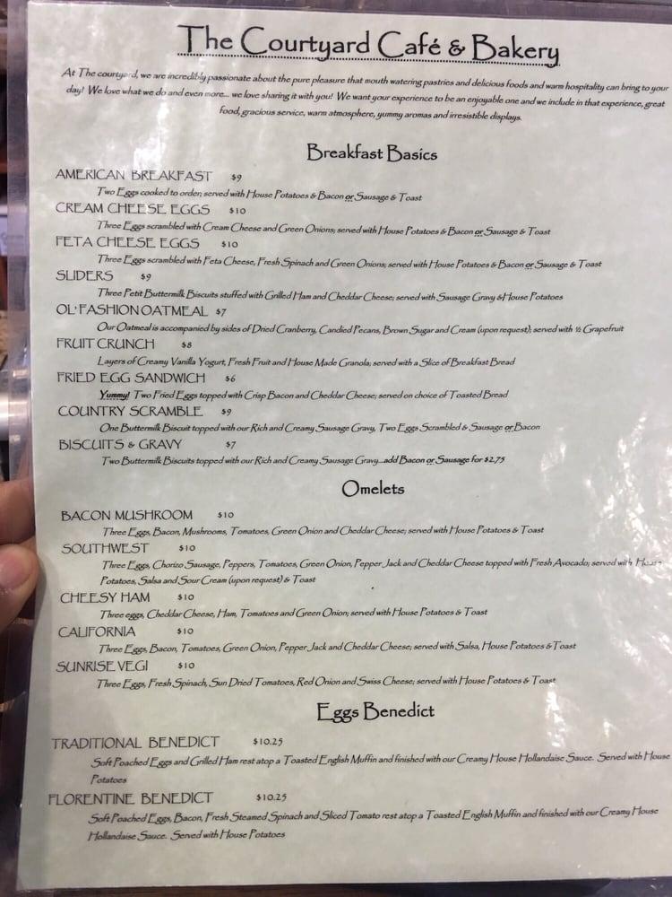 Menu at The Courtyard Cafe & Bakery, Fallon