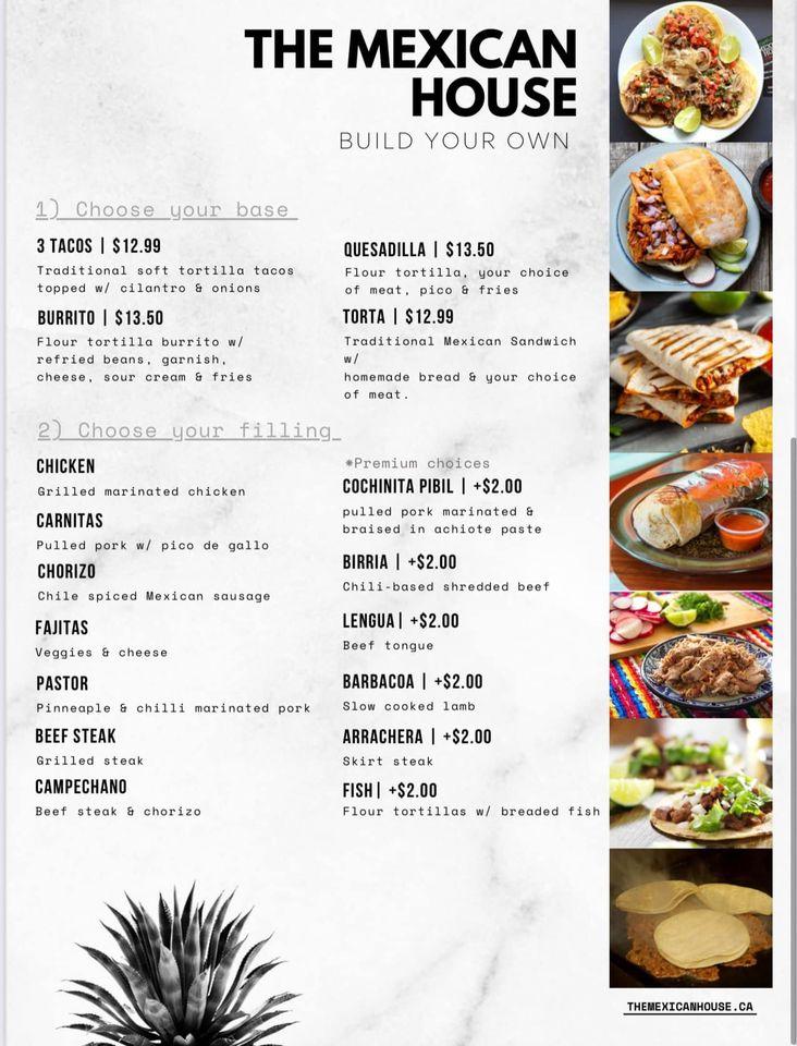 Menu at The Mexican House restaurant, Barrie, 12 Commerce Park Dr