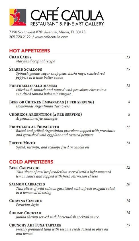 Carta de Café Catula, Miami