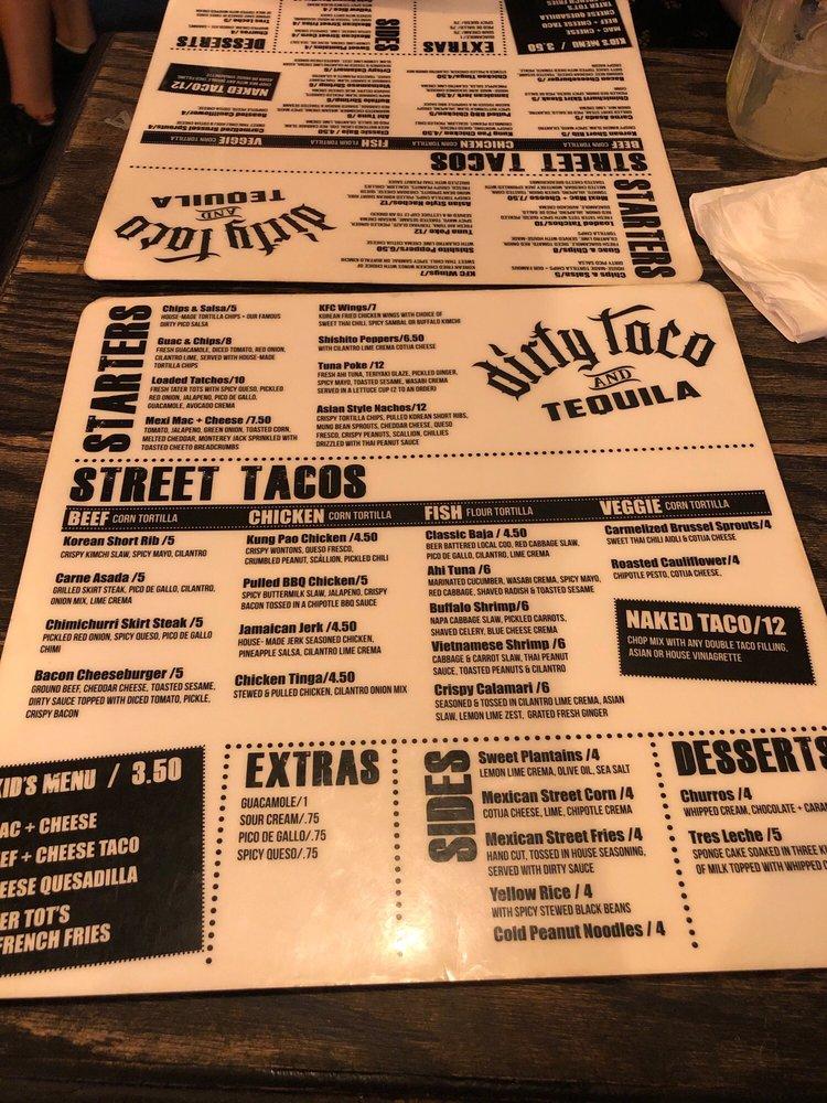 Menu at Dirty Taco + Tequila pub & bar, Wantagh