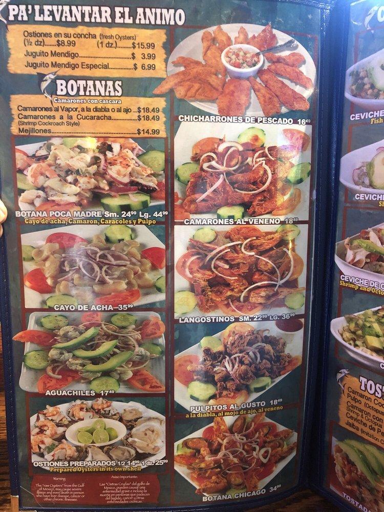 Menu at Mariscos Las Islitas restaurant, Bakersfield, Chamberlain Ave