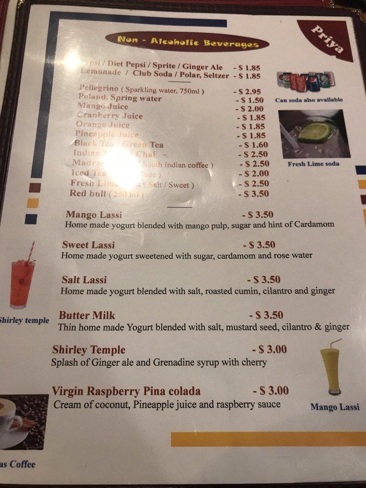 Menu at Priya Indian Cuisine desserts, Chicopee