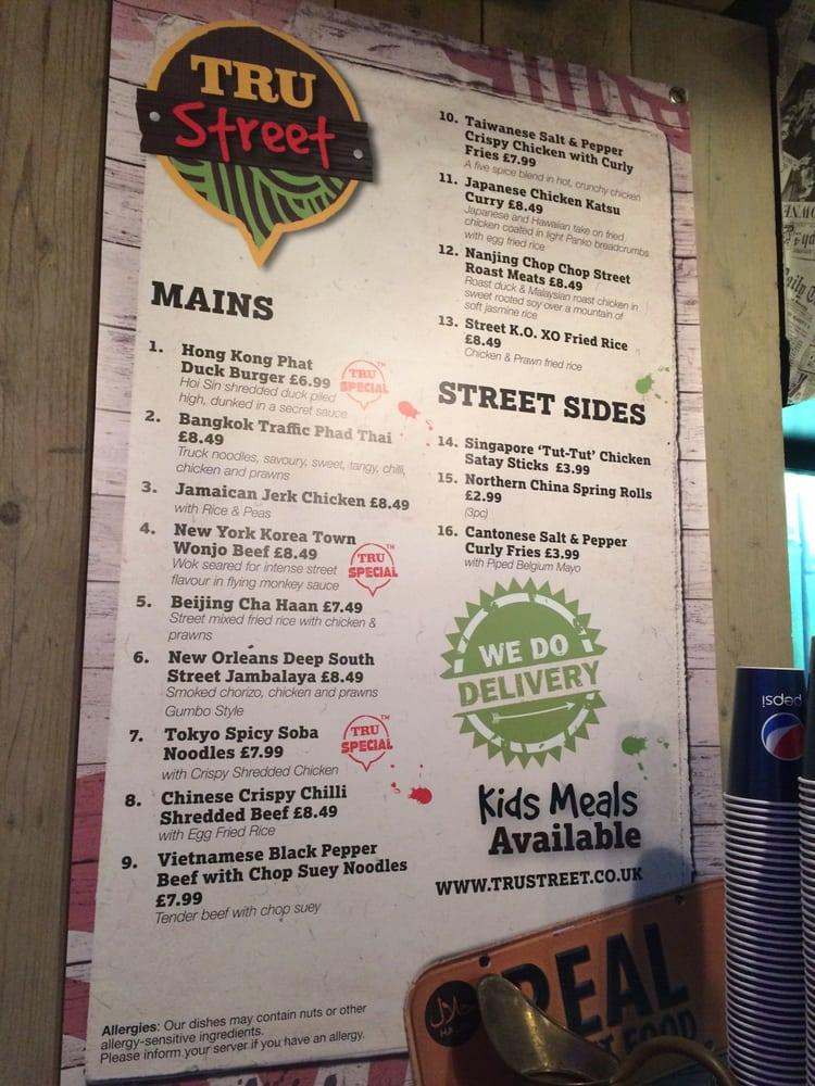 Menu at Tru Street restaurant, Manchester, The Trafford Centre