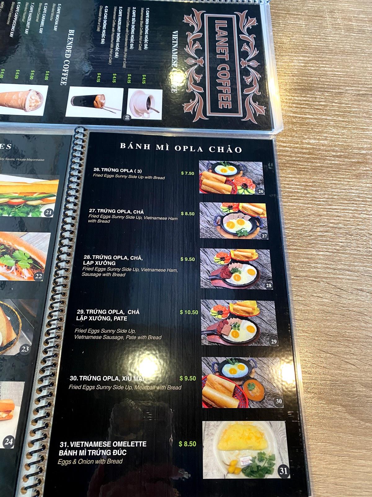 Menu at iLanet Coffee restaurant, Garden Grove