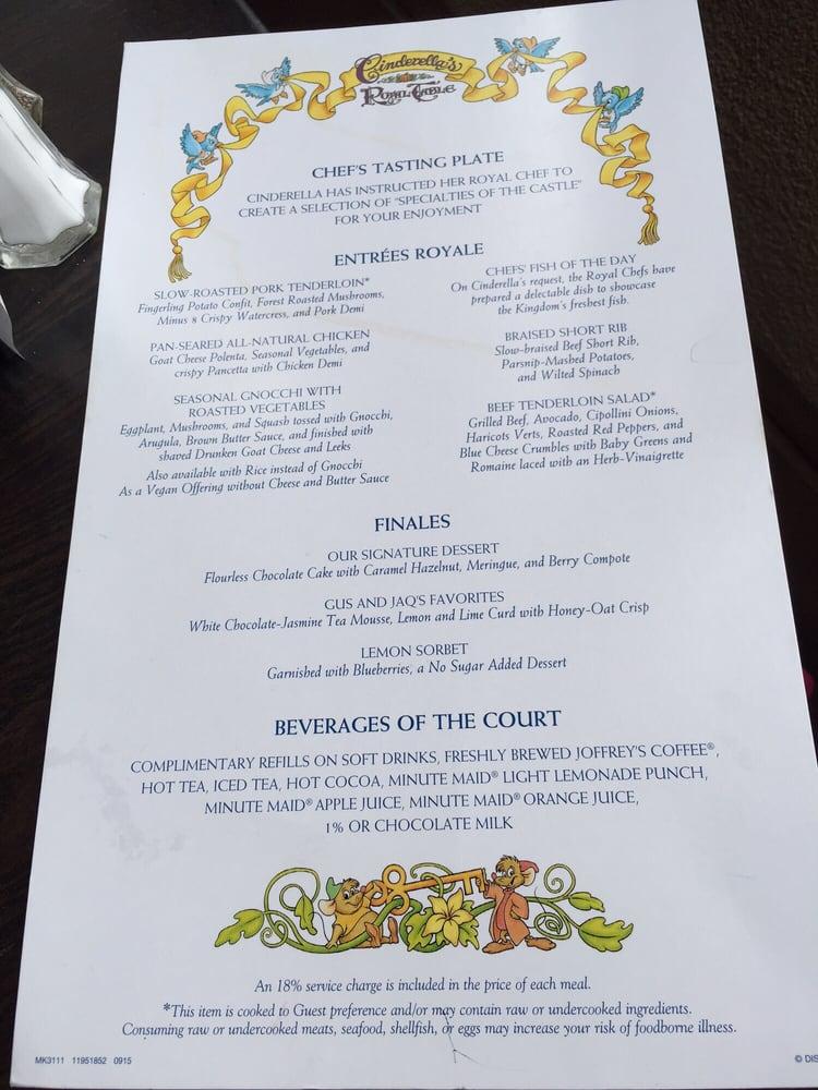 Menu at Cinderella's Royal Table restaurant, Orlando, W Monorail Way
