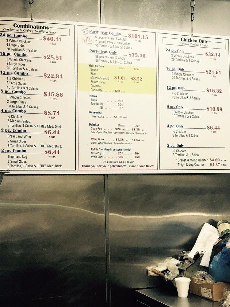 Menu at El Pollo Unico fast food, Pasadena