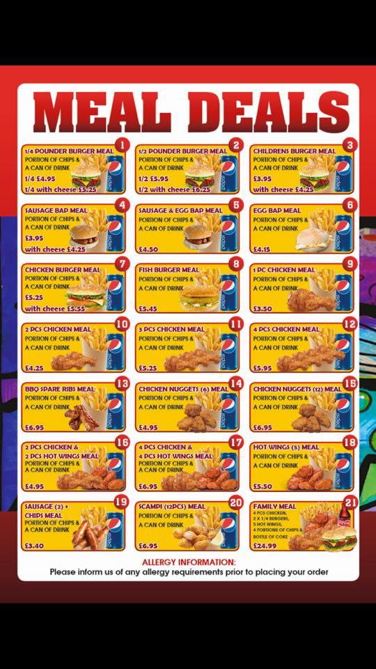 Menu at Express Takeaway restaurant, Bridgwater