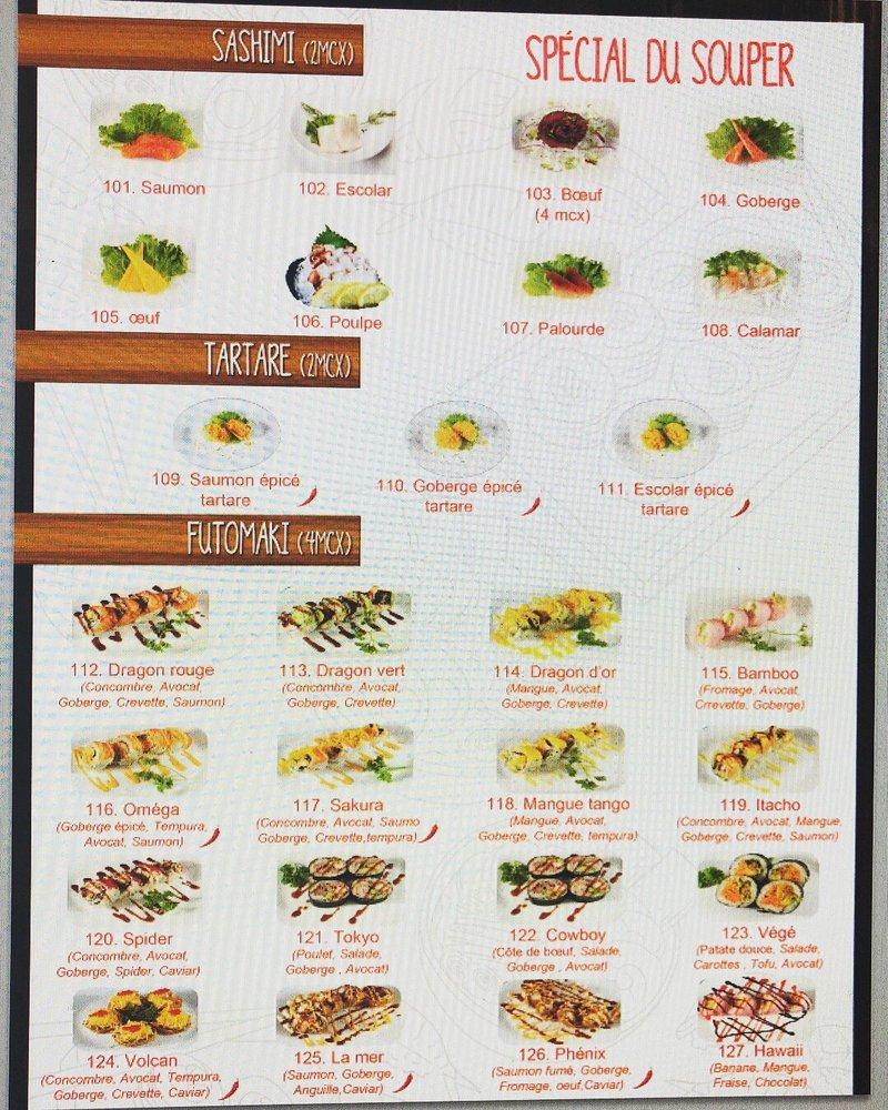 Menu au ITACHO SUSHI À VOLONTÉ restaurant, Trois-Rivières