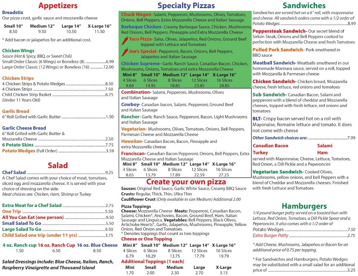 Menu at Pizza Round-up Biggs pizzeria, Biggs
