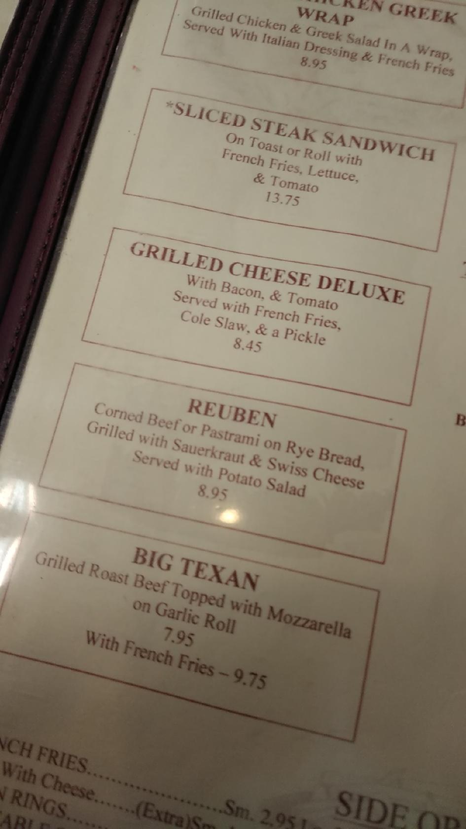 Menu at Station Coffee Shop restaurant, Port Jefferson Station