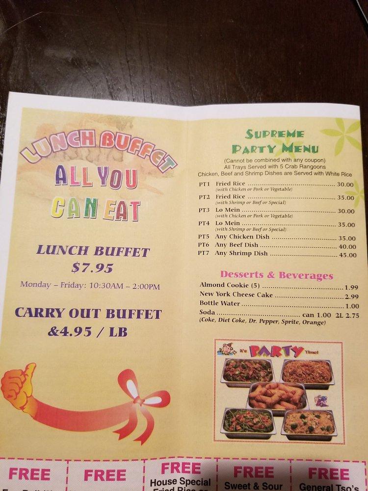 Menu at Supreme Taste restaurant, Houston