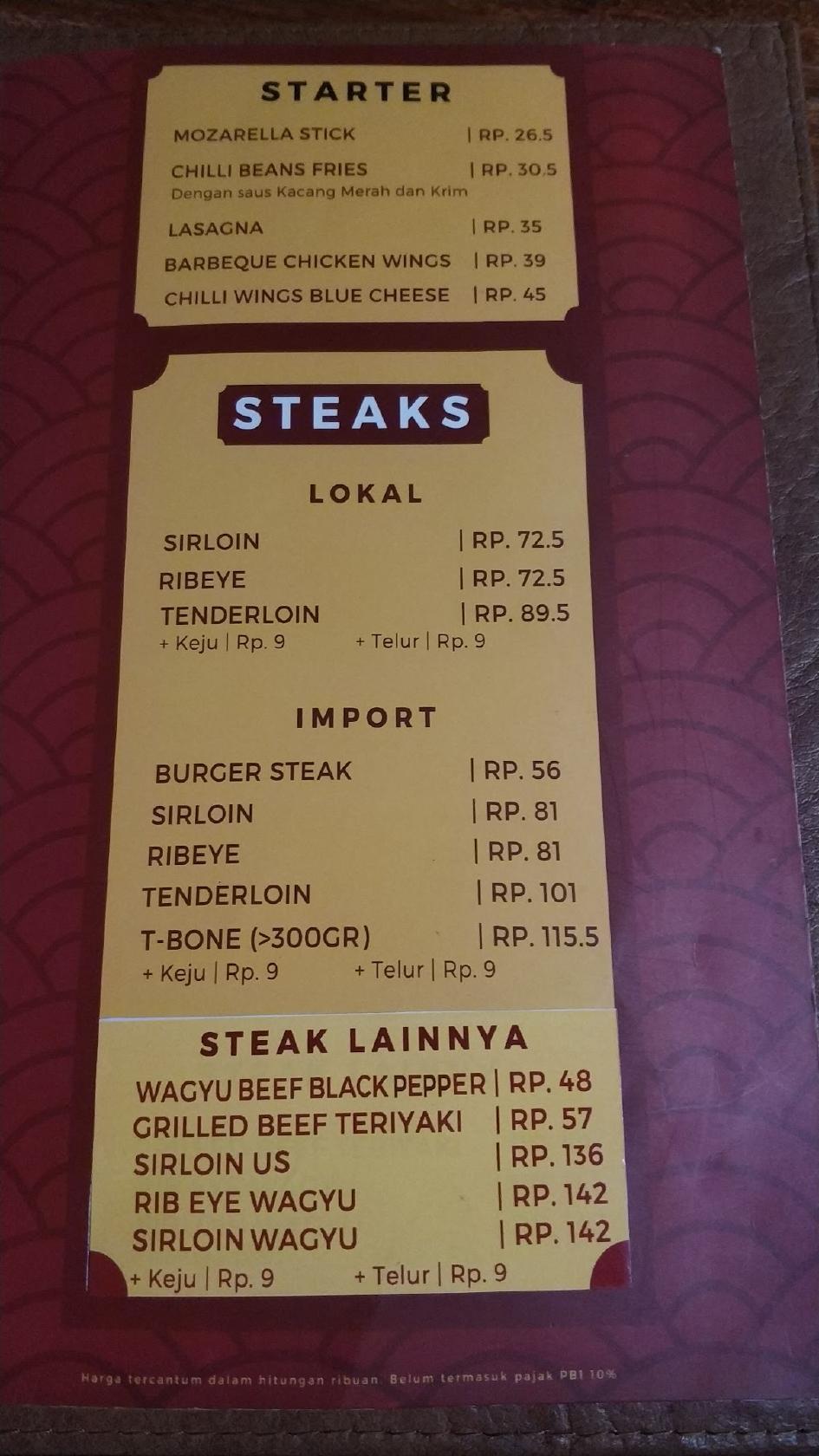 Menu at Andakar Steak - Condet restaurant, Jakarta, Jl. Raya Condet No.9 7