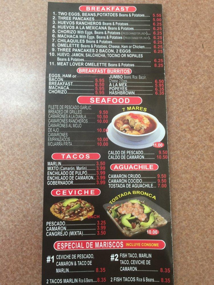 Menu at Bronco's Mexican Food restaurant, San Diego