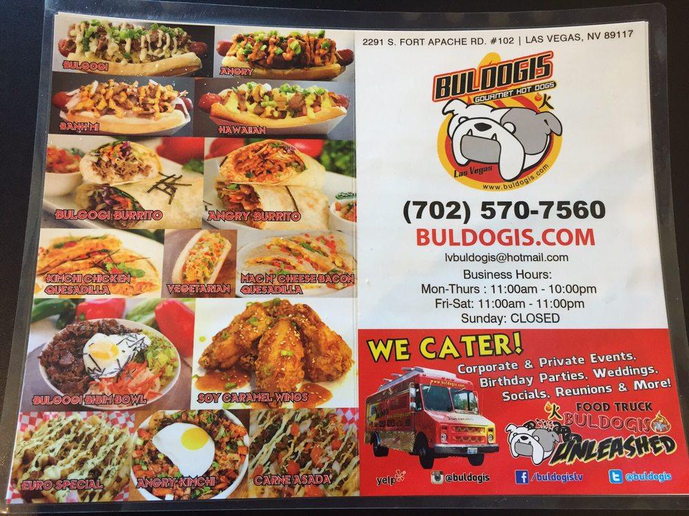 Menu at Buldogis restaurant, Las Vegas, S Fort Apache Rd #102