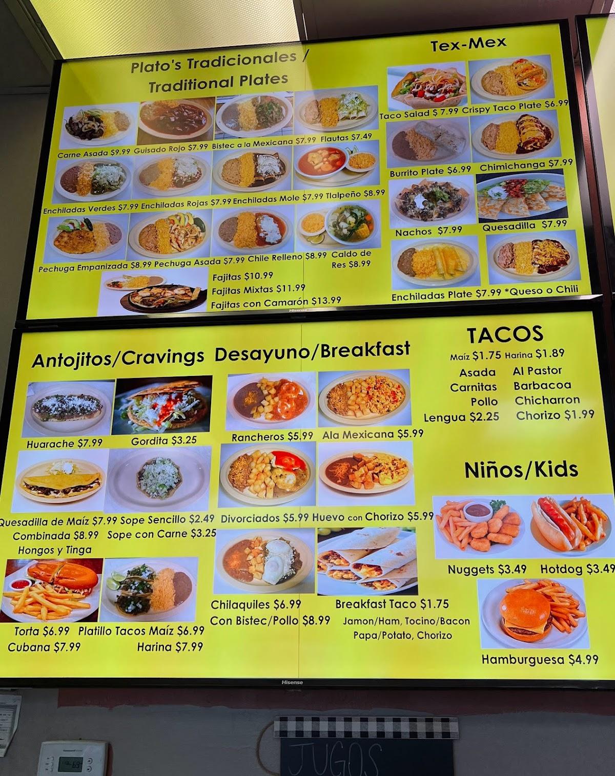 Menu at Don Limon Taqueria restaurant, Euless