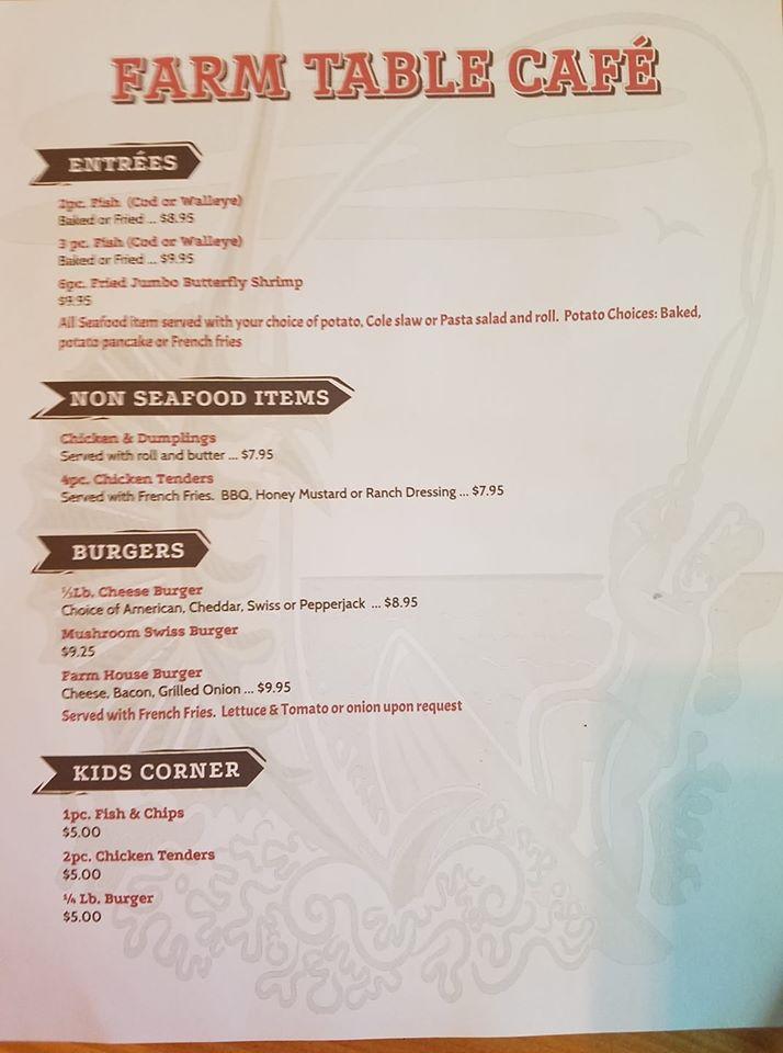 Carta de Garden Prairie Cafe, Garden Prairie