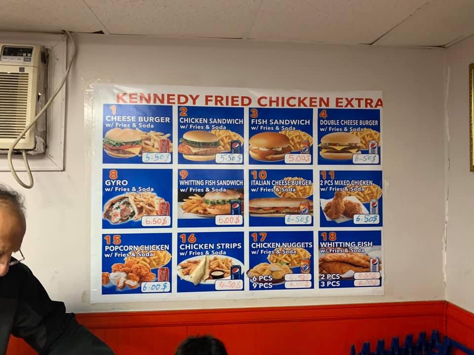 Menu at Kennedy Fried Chicken restaurant, Lynn, 252 Western Ave