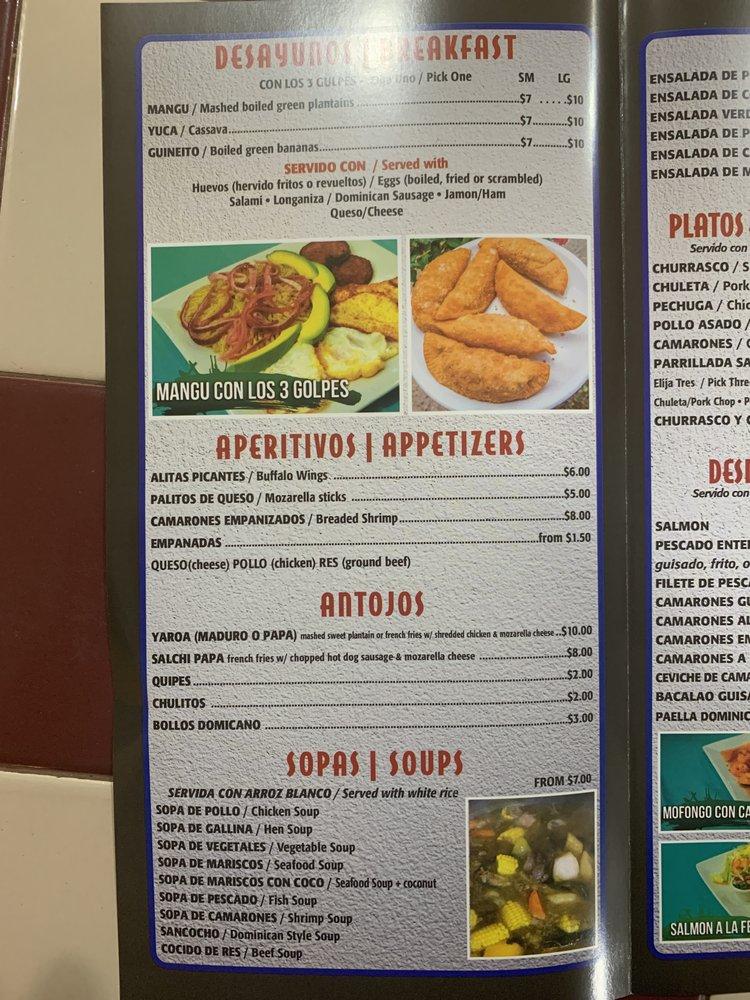Menu at Sabroso Restaurant, New Brunswick