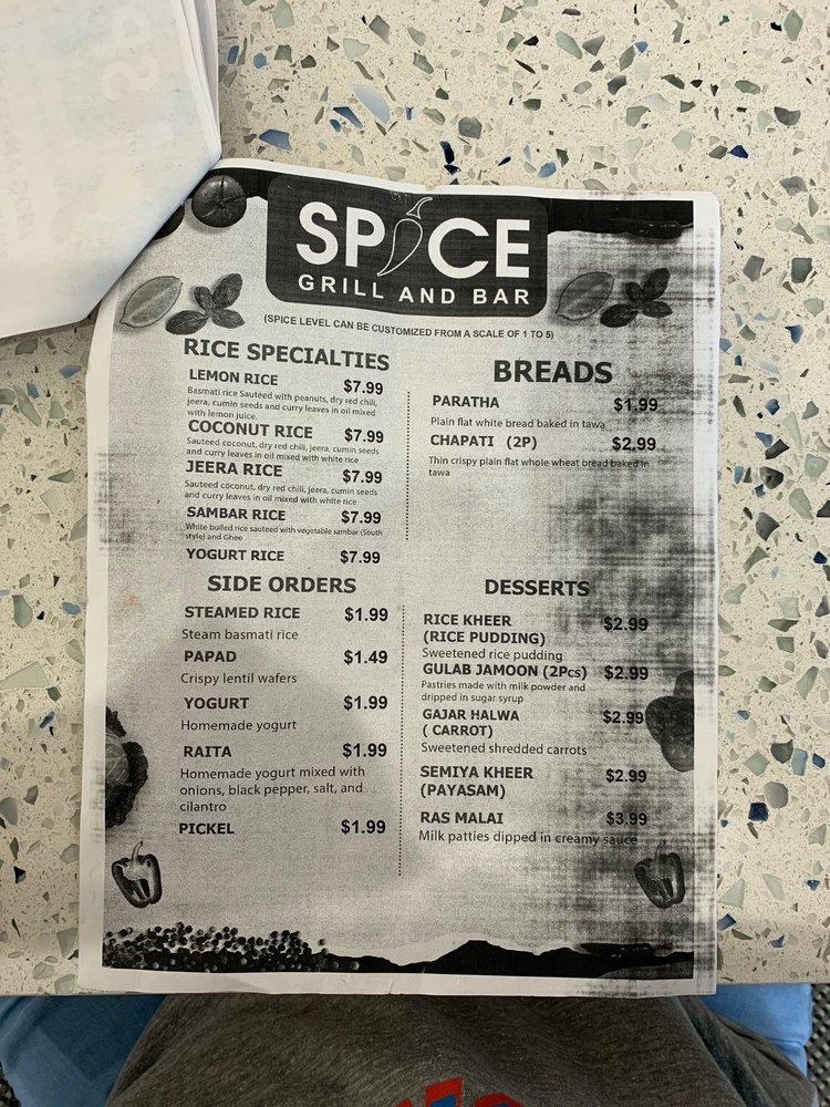 Menu at Spice grill and bar | Best Indian Restaurant | Best Indian ...