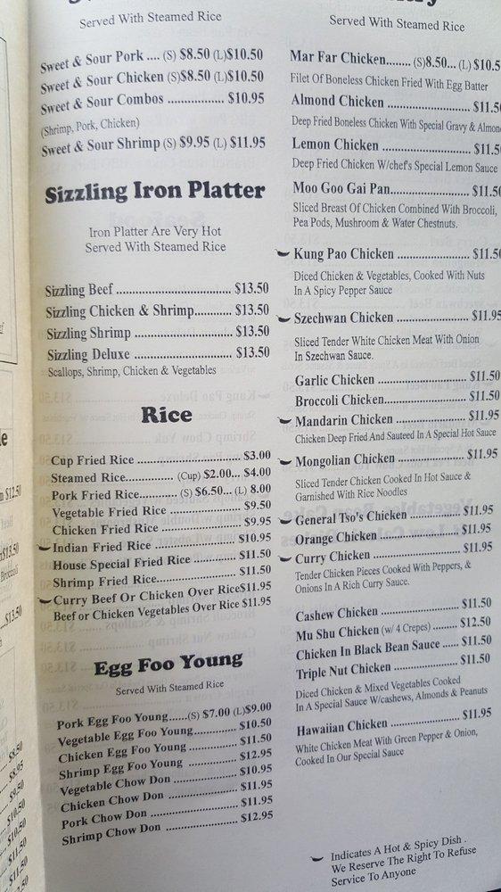 Menu at Swan restaurant, Sweet Home