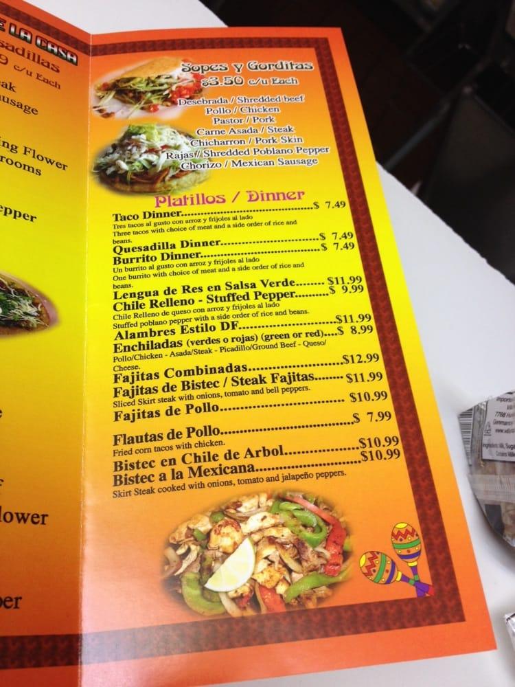 Menu at Taqueria El Cokito restaurant, Elgin