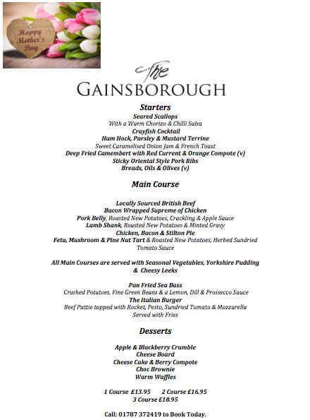 Menu at Gainsborough pub & bar, Sudbury